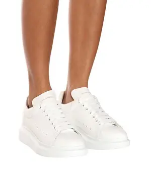 Alexander McQueen Oversized Leather Lace-up Sneakers - White