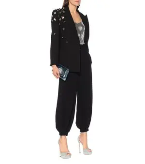 JIMMY CHOO Glitter Fabric And Goat Leather Sandals With Buckle-fastening Ankle Strap