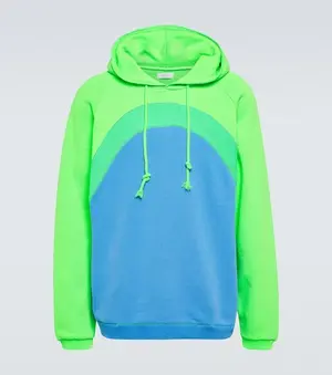 ERL Rainbow Boucle Trimmed Cotton Hoodie - Multicoloured