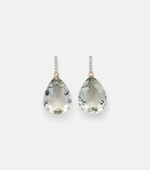 Mateo 14kt Yellow Gold Diamond And Amethyst Drop Earrings - Green