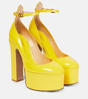 Valentino Garavani Patent Leather Platform Pumps - Yellow