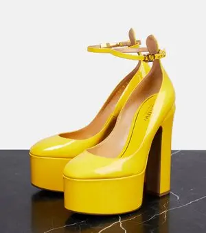 Valentino Garavani Patent Leather Platform Pumps - Yellow