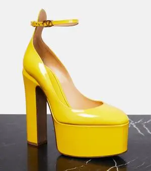 Valentino Garavani Patent Leather Platform Pumps - Yellow