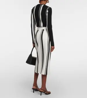 JOSEPH Pleated Striped Pencil Skirt