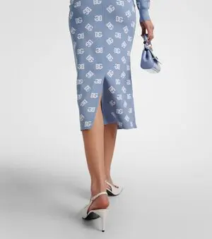 Dolce & Gabbana Logo Print Midi Skirt