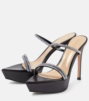 GIANVITO ROSSI Embellished Leather Platform Sandals