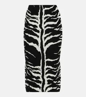 Alaïa Zebra-printed High-rise Midi Skirt