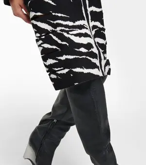 Alaïa Zebra-printed High-rise Midi Skirt