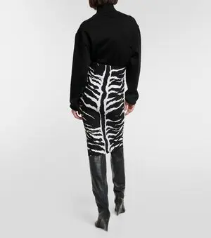 Alaïa Zebra-printed High-rise Midi Skirt