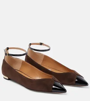 AQUAZZURA Suede Ballet Flats With Ankle Strap - Multicoloured