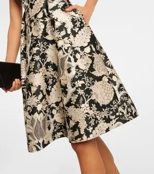 Carolina Herrera Floral Jacquard Midi Dress