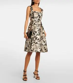 Carolina Herrera Floral Jacquard Midi Dress
