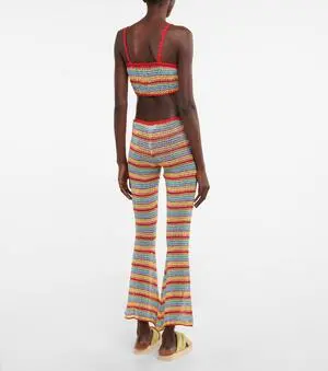 Anna Kosturova Striped Crochet Crop Top
