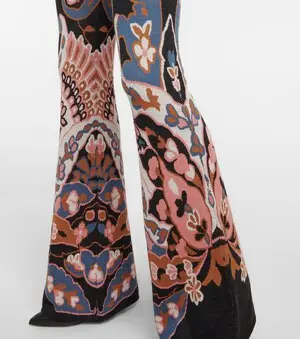 Etro Floral High-rise Flared Wool Trousers