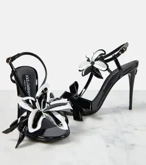 Dolce & Gabbana Floral Embellished Patent Leather Sandals