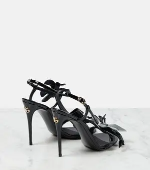 Dolce & Gabbana Floral Embellished Patent Leather Sandals