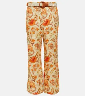 Zimmermann Junie Cropped Linen Flared Trousers