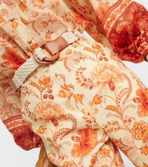 Zimmermann Junie Cropped Linen Flared Trousers