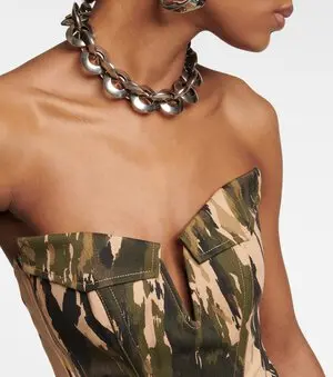 DION LEE Printed Twill Corset Top