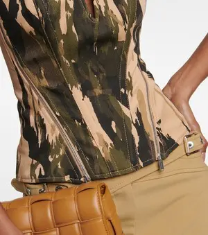 DION LEE Printed Twill Corset Top