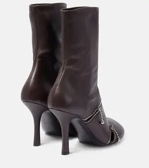 Burberry Peep Leather Ankle Boots