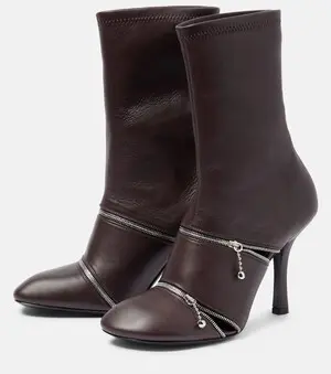 Burberry Peep Leather Ankle Boots