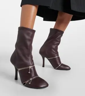 Burberry Peep Leather Ankle Boots