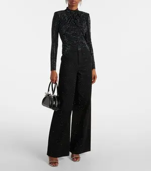 SELF-PORTRAIT Embellished Mesh Top