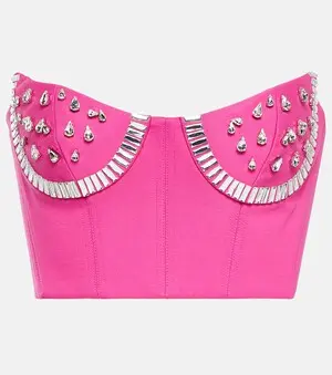AREA Crystal-embellished Bustier - Pink