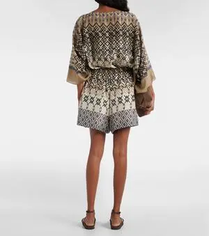 Brunello Cucinelli Printed Silk Wide-leg Shorts - Multicoloured