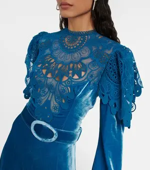 Costarellos Velvet Gown With Detachable Belt