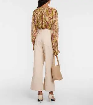 Velvet By Graham & Spencer Mya Cropped Cotton Wide-leg Trousers - Beige