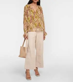 Velvet By Graham & Spencer Mya Cropped Cotton Wide-leg Trousers - Beige
