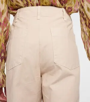 Velvet By Graham & Spencer Mya Cropped Cotton Wide-leg Trousers - Beige