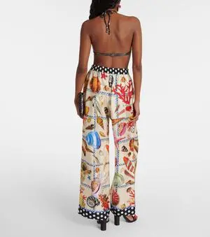 Dolce & Gabbana Capri Printed Silk Satin Palazzo Pants