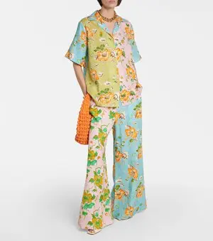 ALEMAIS Mana Floral Patchwork Linen Shirt - Multicoloured