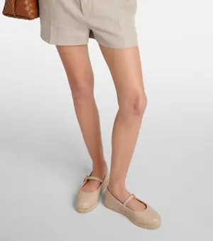 GIANVITO ROSSI Leather And Raffia Mary Jane Espadrilles