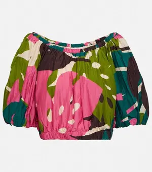 Velvet By Graham & Spencer Britney Printed Cotton And Silk Top