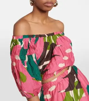 Velvet By Graham & Spencer Britney Printed Cotton And Silk Top
