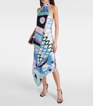 Emilio Pucci Vivara Halterneck Silk Midi Dress