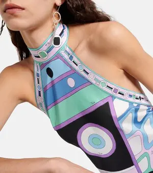 Emilio Pucci Vivara Halterneck Silk Midi Dress