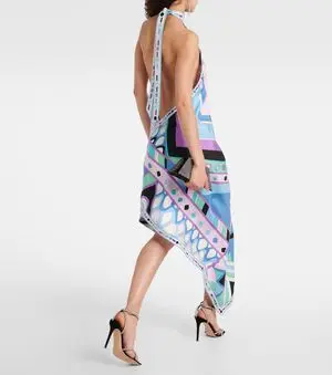 Emilio Pucci Vivara Halterneck Silk Midi Dress
