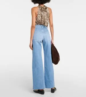 Veronica Beard Taylor High-rise Wide-leg Jeans In Bright Lakeshore