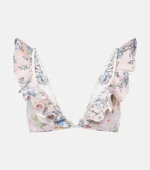 Zimmermann Halliday Ruffled Floral Bikini Top - Multicoloured
