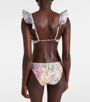 Zimmermann Halliday Ruffled Floral Bikini Top - Multicoloured