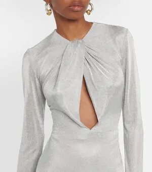 Costarellos Metallic Cutout Gown
