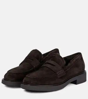 GIANVITO ROSSI Harris Shearling-lined Suede Loafers - Beige