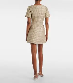 SELF-PORTRAIT Off-shoulder Metallic Bouclé Mini Dress