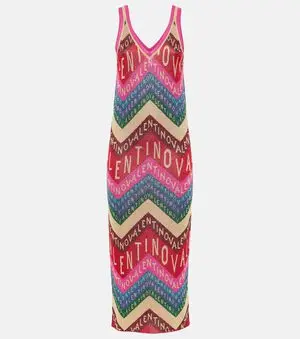 Valentino Garavani Chevron Lame Midi Dress - Multicoloured