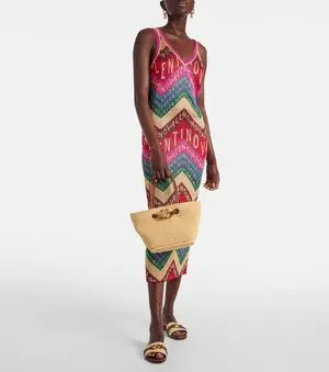 Valentino Garavani Chevron Lame Midi Dress